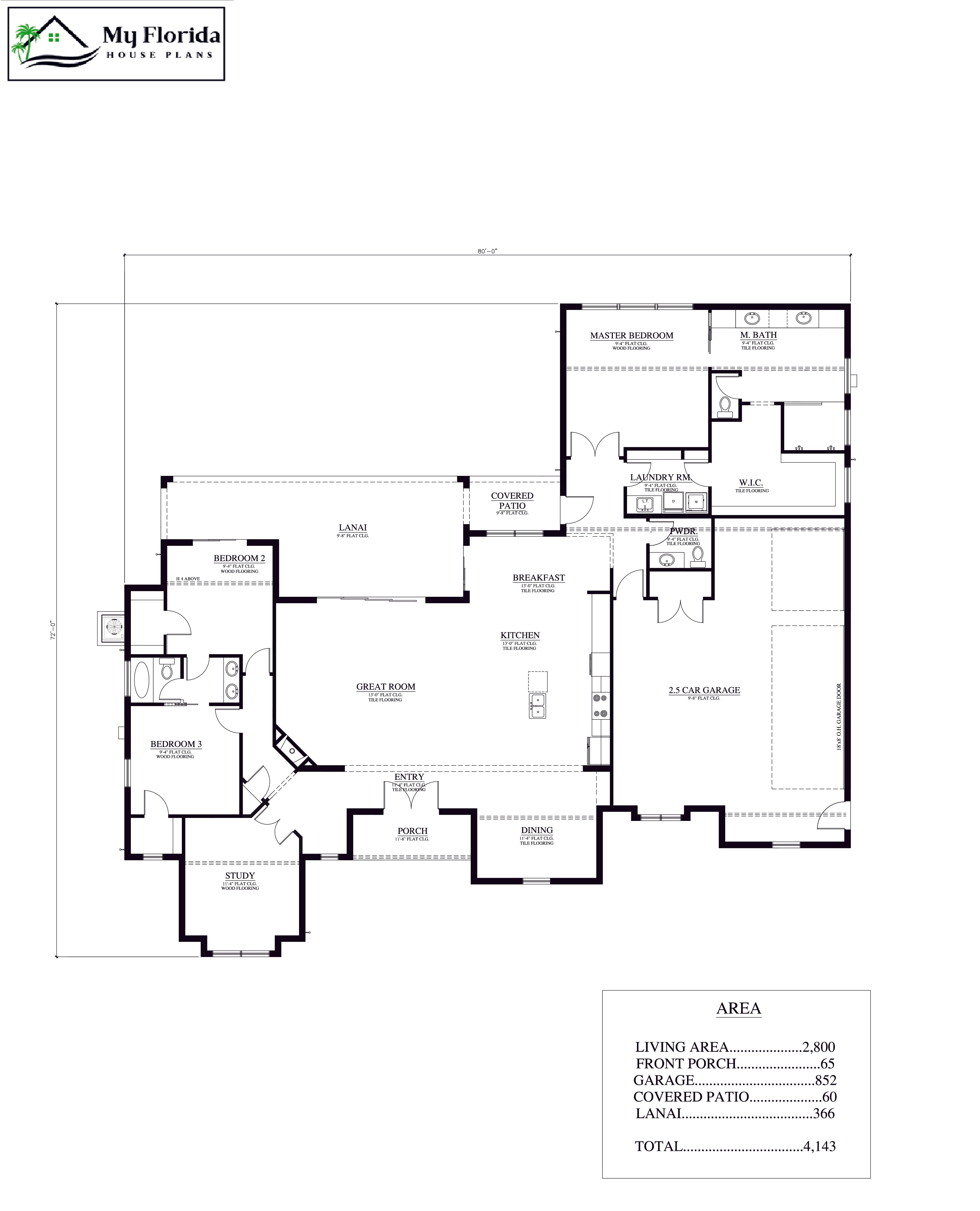 House Plans Model 2800– My Florida House Plans