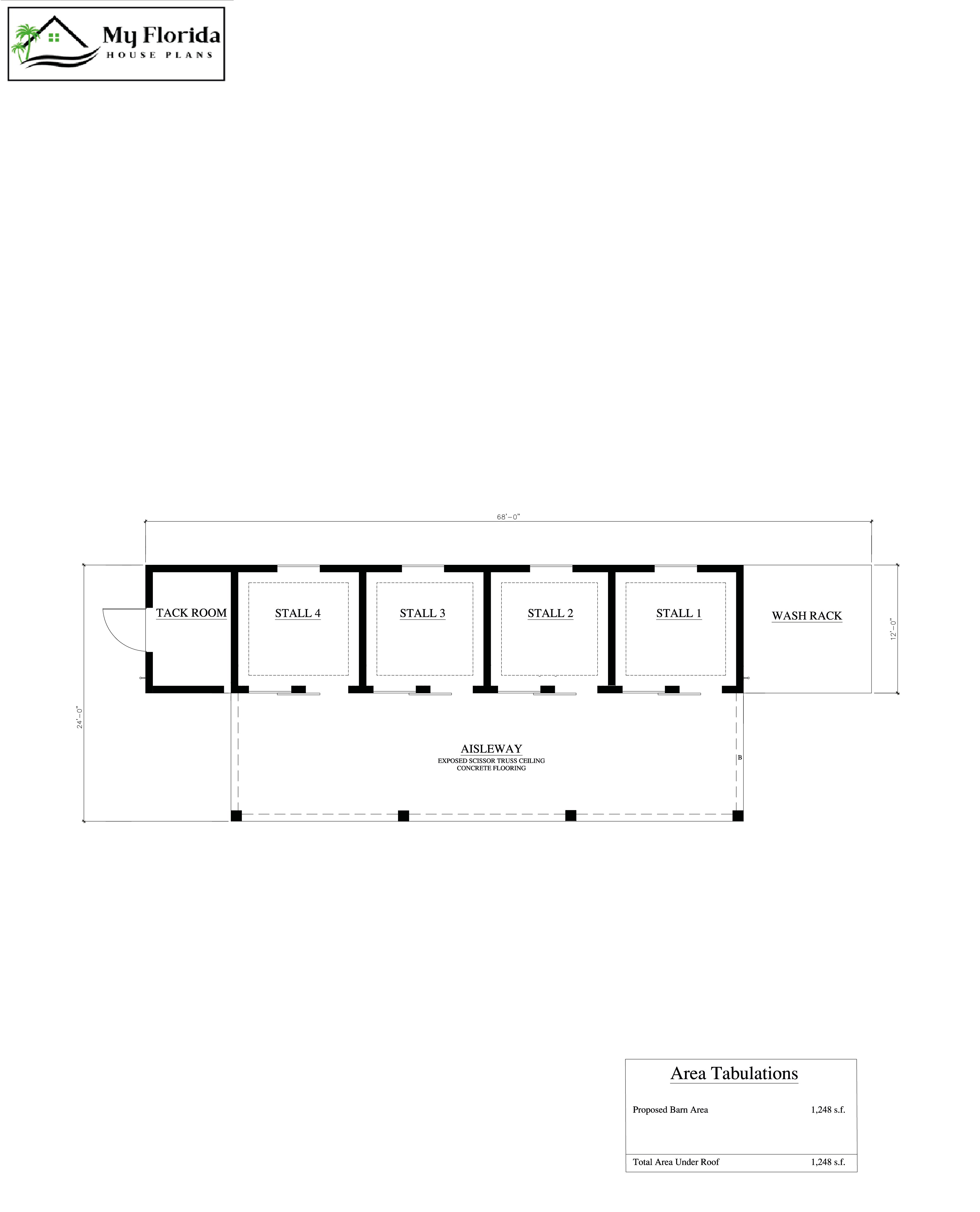 Barn Plans - 4 Stall Model # 2– My Florida House Plans